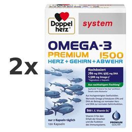 Queisser 2x Doppelherz Omega-3 Premium 1500 system Kapseln Set 120 St
