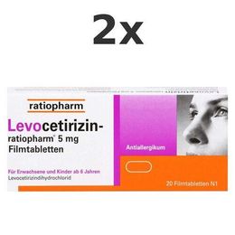 2x LEVOCETIRIZIN-ratiopharm 5 mg Filmtabletten 20 St