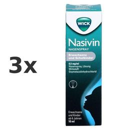 3x Wick Nasivin Nasenspray Erw./Schulkinder 0,5 mg/ml 10 ml