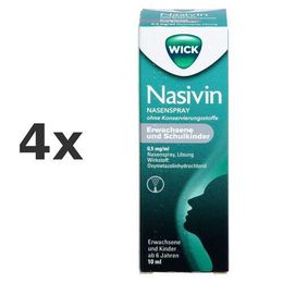 4x Wick Nasivin Nasenspray oK Erw./Schulkin.0,5 mg/ml 10 ml