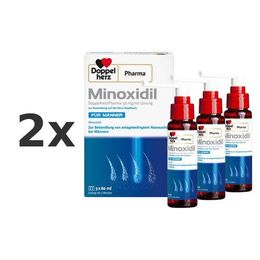Queisser 2x Minoxidil DoppelherzPhar.50mg/ml Lsg.Anw.Haut Mann Set 180 ml