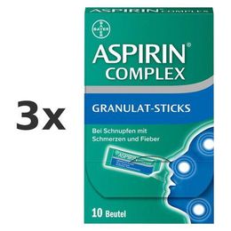 BAYER 3x Aspirin Complex Granulat-Sticks 500 mg/30 mg Gran. 10 St