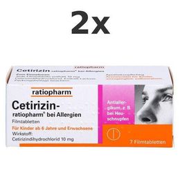 2x CETIRIZIN-ratiopharm bei Allergien 10 mg Filmtabl. 7 St