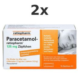 2x PARACETAMOL-ratiopharm 125 mg Z&auml;pfchen 10 St