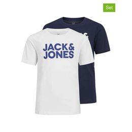 Jack & Jones JACK & JONES Junior 2er-Set: Shirts "Corp" in Dunkelblau/ Wei&szlig; - 36% | Gr&ouml;&szlig;e 164 | Kinder-oberteile