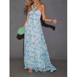 Milan Kiss Kleid in Hellblau/ Wei&szlig;/ Lila - 70% | Gr&ouml;&szlig;e L | Damen-kleider