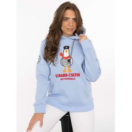 Zwillingsherz Hoodie "Strand-Chefin" in Hellblau - 51% | Gr&ouml;&szlig;e L | Damen-sweatshirts-jacken