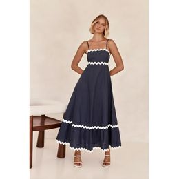 Tazga Kleid in Dunkelblau/ Wei&szlig; - 58% | Gr&ouml;&szlig;e 42 | Damen-kleider