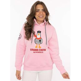 Zwillingsherz Hoodie "Strand-Chefin" in Rosa - 64% | Gr&ouml;&szlig;e S | Damen-sweatshirts-jacken