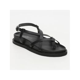 Les BAGATELLES Leder-Zehensandalen "Origone" in Schwarz - 51% | Gr&ouml;&szlig;e 38 | Damen-sandalen