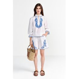 Rich & Royal Rich & Royal Bluse in Wei&szlig;/ Blau - 65% | Gr&ouml;&szlig;e 36 | Damen-blusen