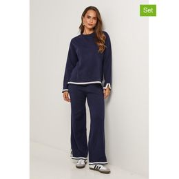 Soft Cashmere 2tlg. Outfit in Dunkelblau - 81% | Gr&ouml;&szlig;e 36/38 | Damen-pullover-cardigans