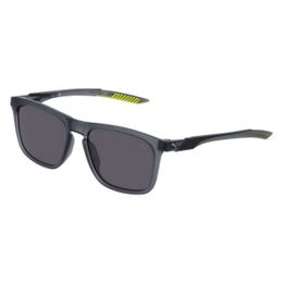 Puma PU0376S | Herren-Sonnenbrille | Fassung: Vollrand, Quadratisch, Kunststoff, Grau Matt | Glasfarbe: Grau