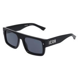 Dsquared2 ICON 0008/S | Herren-Sonnenbrille | Fassung: Vollrand, Quadratisch, Acetat, Schwarz Gl&auml;nzend | Glasfarbe: Grau