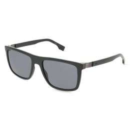 HUGO BOSS Boss 1699/S | Herren-Sonnenbrille | Fassung: Vollrand, Eckig, Kunststoff, Schwarz | Glasfarbe: Grau