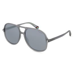 Polaroid PLD 6217/S | Unisex-Sonnenbrille | Fassung: Vollrand, Quadratisch, Kunststoff, Grau Matt | Glasfarbe: Grau