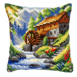 buttinette Kreuzstichkissen "Berglandschaft"