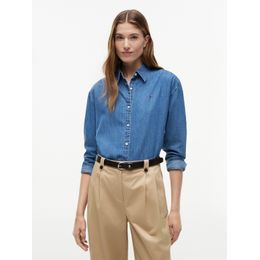 Tommy Hilfiger Damen Jeansbluse "LIGHT DENIM BOXY SHIRT LS"mid blau wash, Gr. 36, unifarben, Denim/Jeans, Obermaterial: 100% Baumwolle, Blusen,