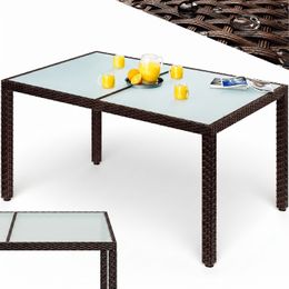 Casaria Polyrattan Gartentisch Braun 150x90x75cm Wetterfest Milchglas Garten Terrasse Esstisch Outdoor Drau&szlig;en