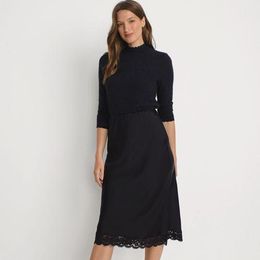 LANDS' END Spitzenshirt mit Stehkragen, Damen,  Schwarz, Elasthan/Nylon-Mischung, by Lands' End