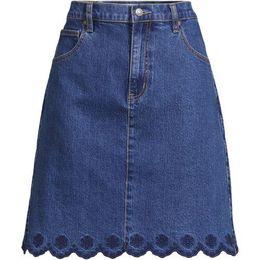 LANDS' END Kurzer Soft Denim Rock mit besticktem Saum, Damen,  Blau, Elasthan/Baumwoll-Mischung, by Lands' End