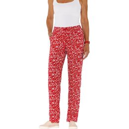 Damen Schlupfhose in pflegeleichter Qualit&auml;t rot-wei&szlig;-bedruckt, Gr&ouml;&szlig;e 28