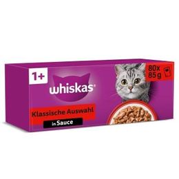 whiskas &reg; Multipack Portionsbeutel 1+ Klassische Auswahl 4 Variet&auml;ten Rind, Huhn, Lamm, Gefl&uuml;gel in Sauce 80 x 85g