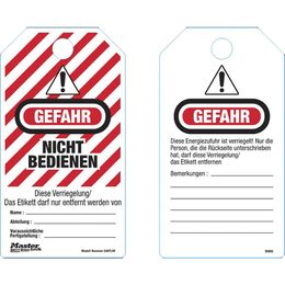 Master Lock Masterlock Verriegelungsetikett, VE 12 Stk, Gefahr: Nicht bedienen, DE