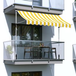 Klemmmarkise - Balkonmarkise JAM | 2,95 x 1,20 m | Gestell: wei&szlig; | Stoff: Block, gelb-wei&szlig;