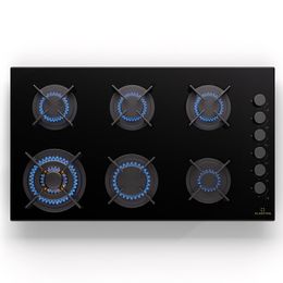 Klarstein Goldflame 6 Gaskochfeld 6-flammig autark Side-Control Erdgas/Propangas Glaskeramik schwarz