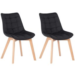 CLP 2er-Set Esszimmerst&uuml;hle Passaic Samt, ergonomisch gepolstert & gesteppt, mit Bodenschonern, bis 150 kg belastbar
