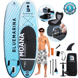 Bluemarina SUP Board Moana, aufblasbar mit Doppelkolben-Pumpe, Paddel, Rucksack, 5J Garantie (Classic 2.0, 325x86x15cm / 10'8")