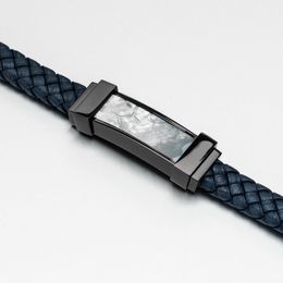 Holzkern Armb&auml;nder Herren Blau und Perlmutt