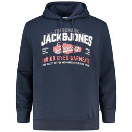 Jack & Jones Herren Gro&szlig;e Gr&ouml;&szlig;en | Jack&Jones Hoodie mit Label-Print Farbe blau Gr&ouml;&szlig;e: 8XL