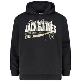Jack & Jones Herren Gro&szlig;e Gr&ouml;&szlig;en | Jack&Jones Hoodie mit Label-Print Farbe schwarz Gr&ouml;&szlig;e: 5XL