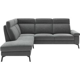 Ecksofa Home Affaire, B:252cm H:104cm T:215cmgrau, 100% Polyester, Wohnzimmer, Sofas, "Nalani, optionaler Sitzauszug, Breite: 252 cm", Komfortabler