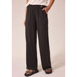 Damen Stoffhose, schwarz, Gr. 44, STREET ONE STUDIO, unifarben, Stoff, 100% Viskose, Hosen, mit Wide Legs