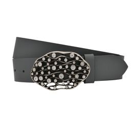 AnnaMatoni Damen Lederg&uuml;rtel "AnnaMatoni AnnaMatoni Damen Lederg&uuml;rtel braun Echtleder mit"grau 730, Gr. 105, 100% Leder, G&uuml;rtel