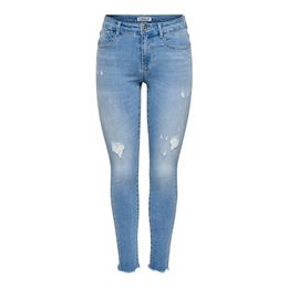Only Damen Skinny-fit-Jeans "ONBLUSH MW COIN PCK ANK RW DNM", blau, Gr. M, unifarben, Denim/Jeans, Obermaterial: 92% Baumwolle, 6% Elastomultiester,