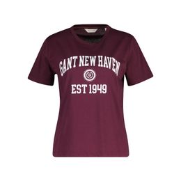Gant Damen T-Shirt "REGULAR GRAPHIC"schwarzened wine, Gr. XL, Jersey, Obermaterial: 100% Baumwolle, Shirts