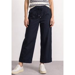 Street One Damen Stoffhoseschwarzest blau, Gr. 34, unifarben, Web, Obermaterial: 71% Baumwolle, 27% Polyester, 2% Elasthan. G&uuml;rtel: 100% Polyester,