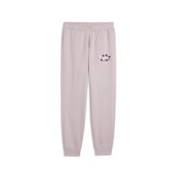 Puma Kinder Sporthose "Essentials Nature 2.0 Graphic Jogginghose M&auml;dchen", beige, Gr. 128, gebl&uuml;mt, Obermaterial: 68% Baumwolle, 32% Polyester.