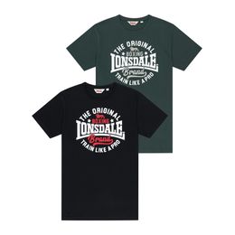 Lonsdale Herren T-Shirt "WELLBROW"schwarz, gr&uuml;n, Gr. M, Obermaterial: 100% Baumwolle, Shirts, 2er-Pack, aus Baumwolle, auch in gro&szlig;en Gr&ouml;&szlig;en