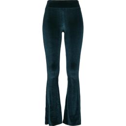 Urban Classics Herren Leggings "Urban Classics Damen Ladies High Waist Velvet Boot Cut Leggings", gr&uuml;n, Gr. XS, unifarben, 92% Polyester, 8%