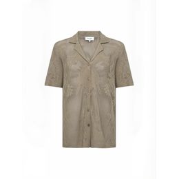 Levete Room Damen Hemdbluse "Levete Room Shirt LR-RUBIE"8500, fossil, Gr. XXL, Obermaterial: 74% Viskose, 26% Polyamid, Blusen