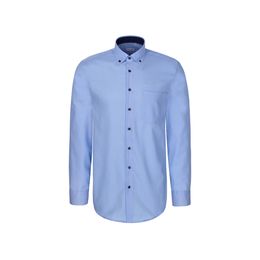 Seidensticker Herren Businesshemd "Schwarze Rose"blau, Gr. 46, unifarben, 100% Baumwolle, Hemden, Regular 1/1 Button-Down-Kragen Uni