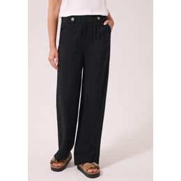 Damen Stoffhose, schwarz, Gr. 38, STREET ONE STUDIO, unifarben, Stoff, 100% Viskose, Hosen, mit Wide Legs