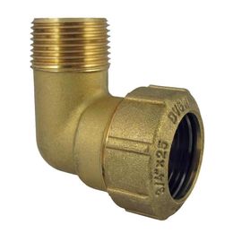 Boni-Shop&reg; Messing PE Rohr Verschraubung, 90&deg; Winkel, AG 25x3/4", Trinkwasser DVGW Zulassung