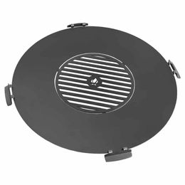 Grillplatte Feuerschale 98cm, Naturstahl, Grillrost 46cm