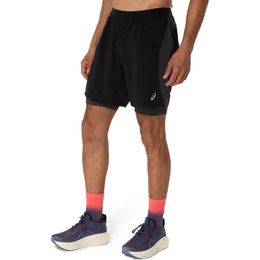 asics Herren Laufshorts "ROAD 2-N-1 7IN SHORT", schwarz, Gr. XXL, unifarben, Web, Obermaterial: 100% Polyester, Hosen, ACTIBREEZE Technologie,